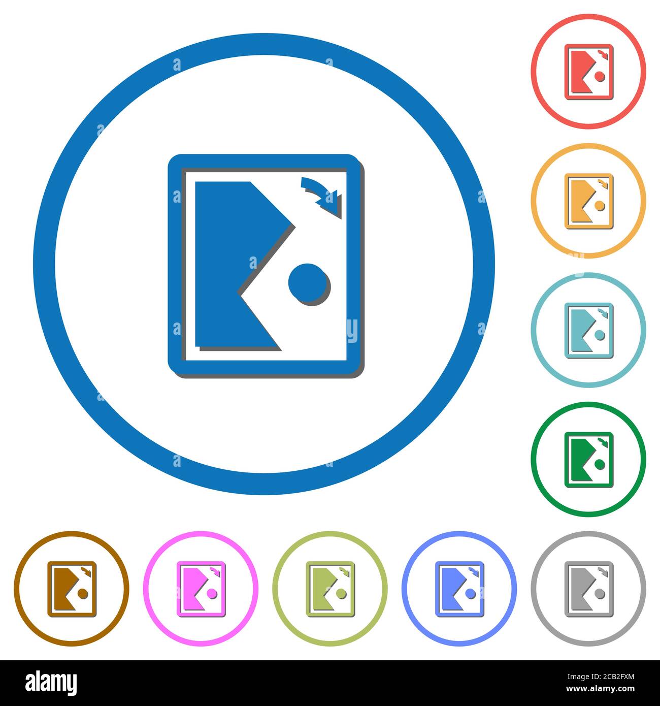 Rotate image right flat color vector icons with shadows in round ...