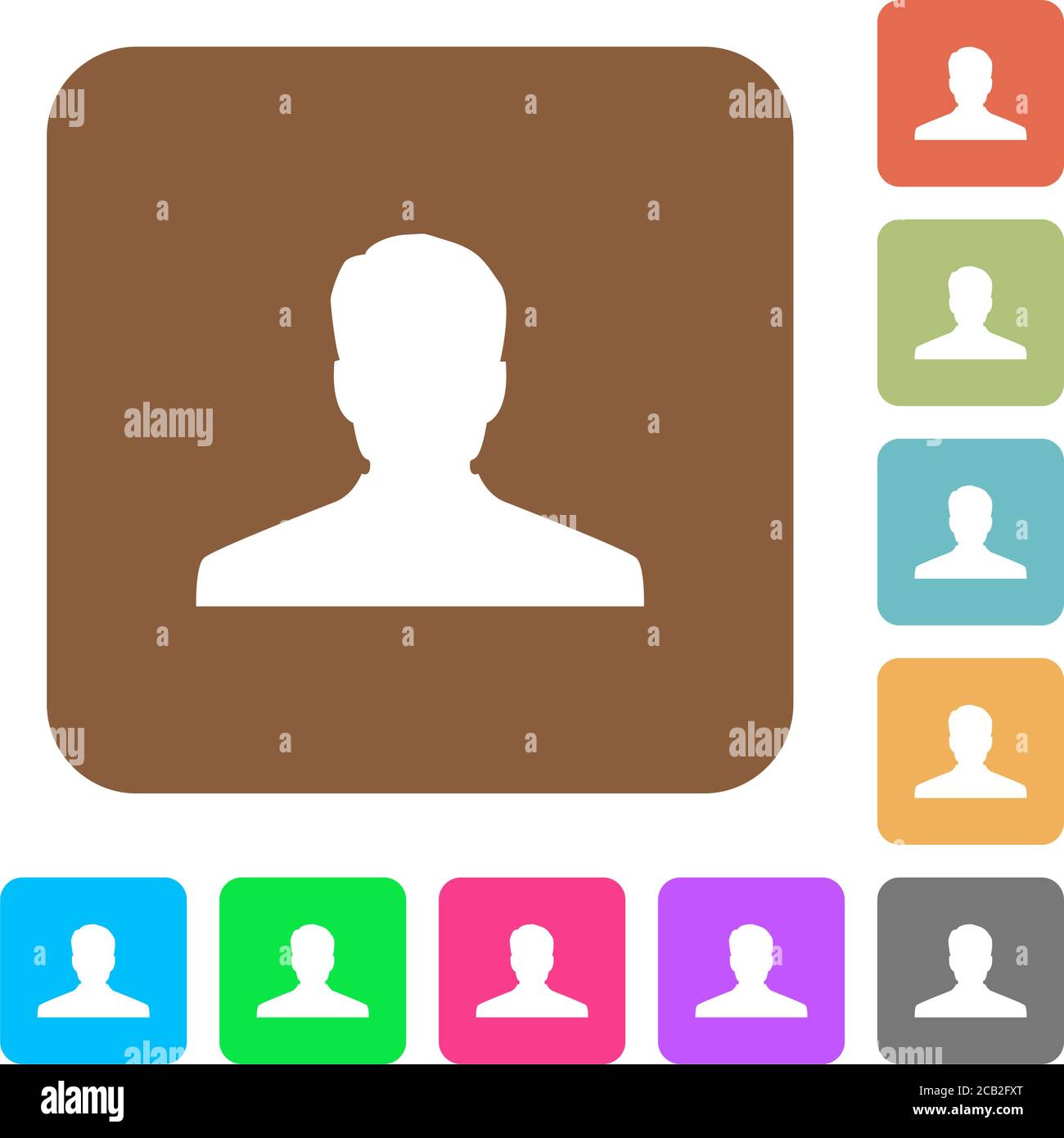 Anonymous avatar flat icons on rounded square vivid color backgrounds ...