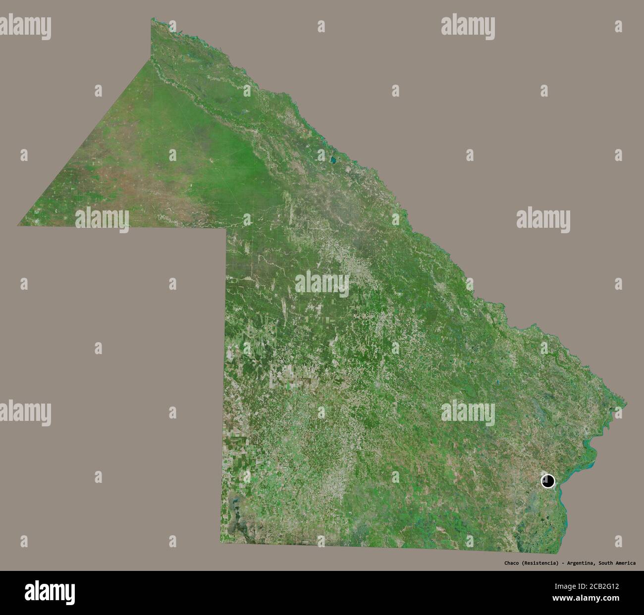 Shape of Chaco, province of Argentina, with its capital isolated on a ...