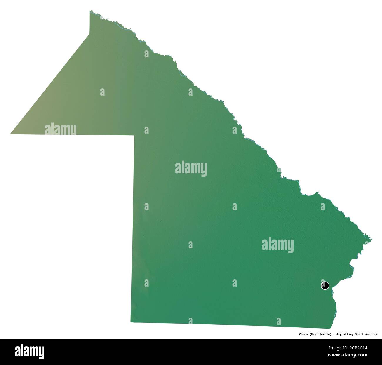 Shape of Chaco, province of Argentina, with its capital isolated on ...