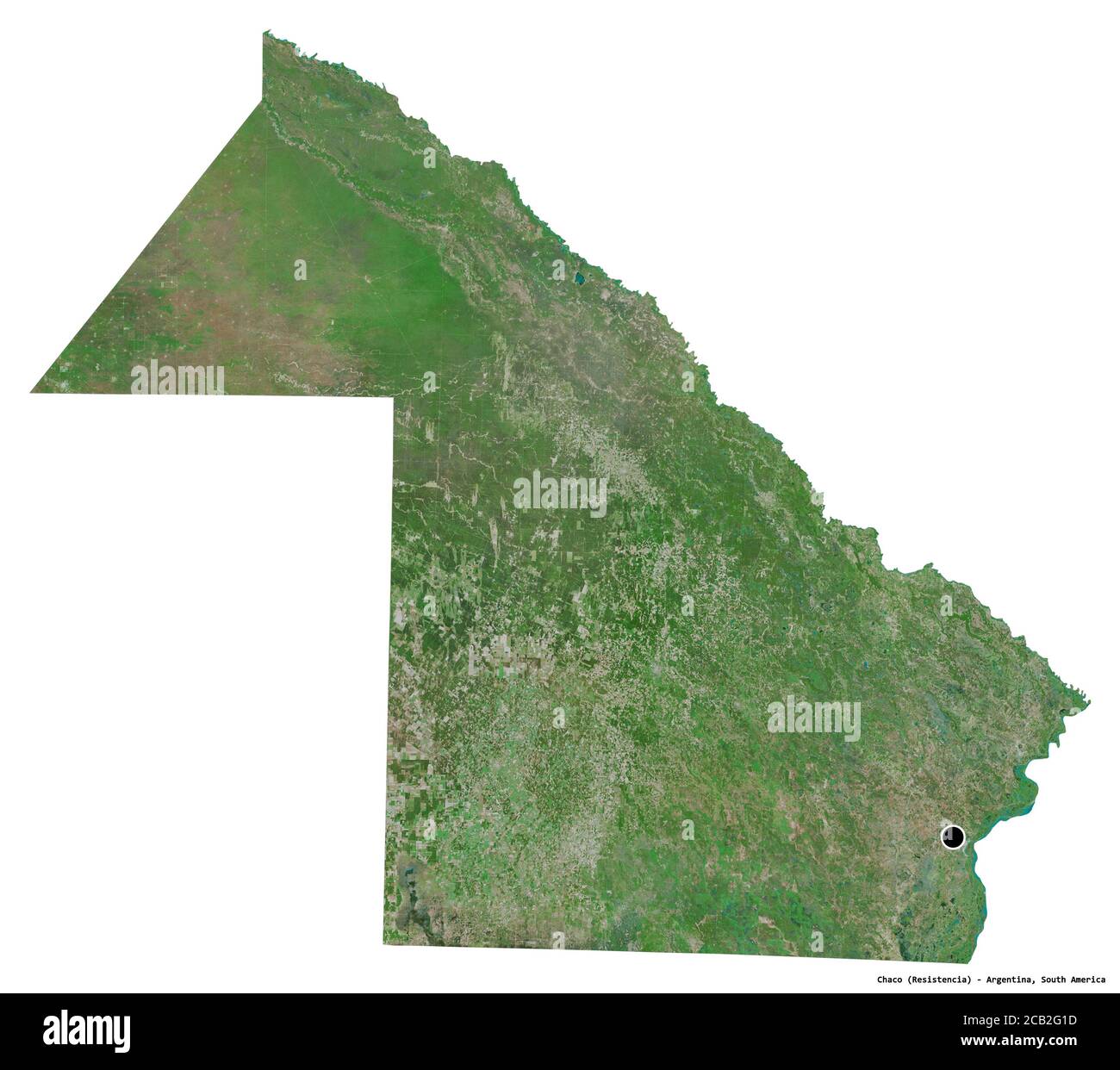 Shape of Chaco, province of Argentina, with its capital isolated on ...