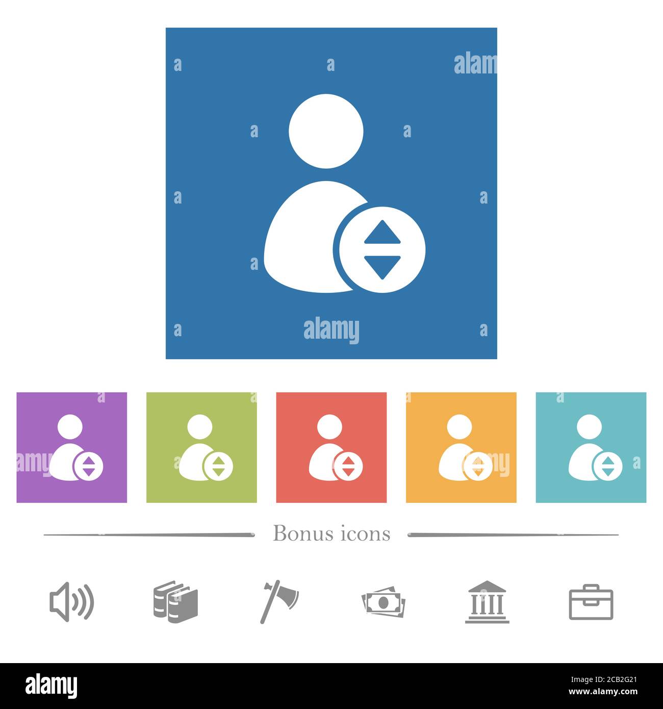 Move user account flat white icons in square backgrounds. 6 bonus icons ...