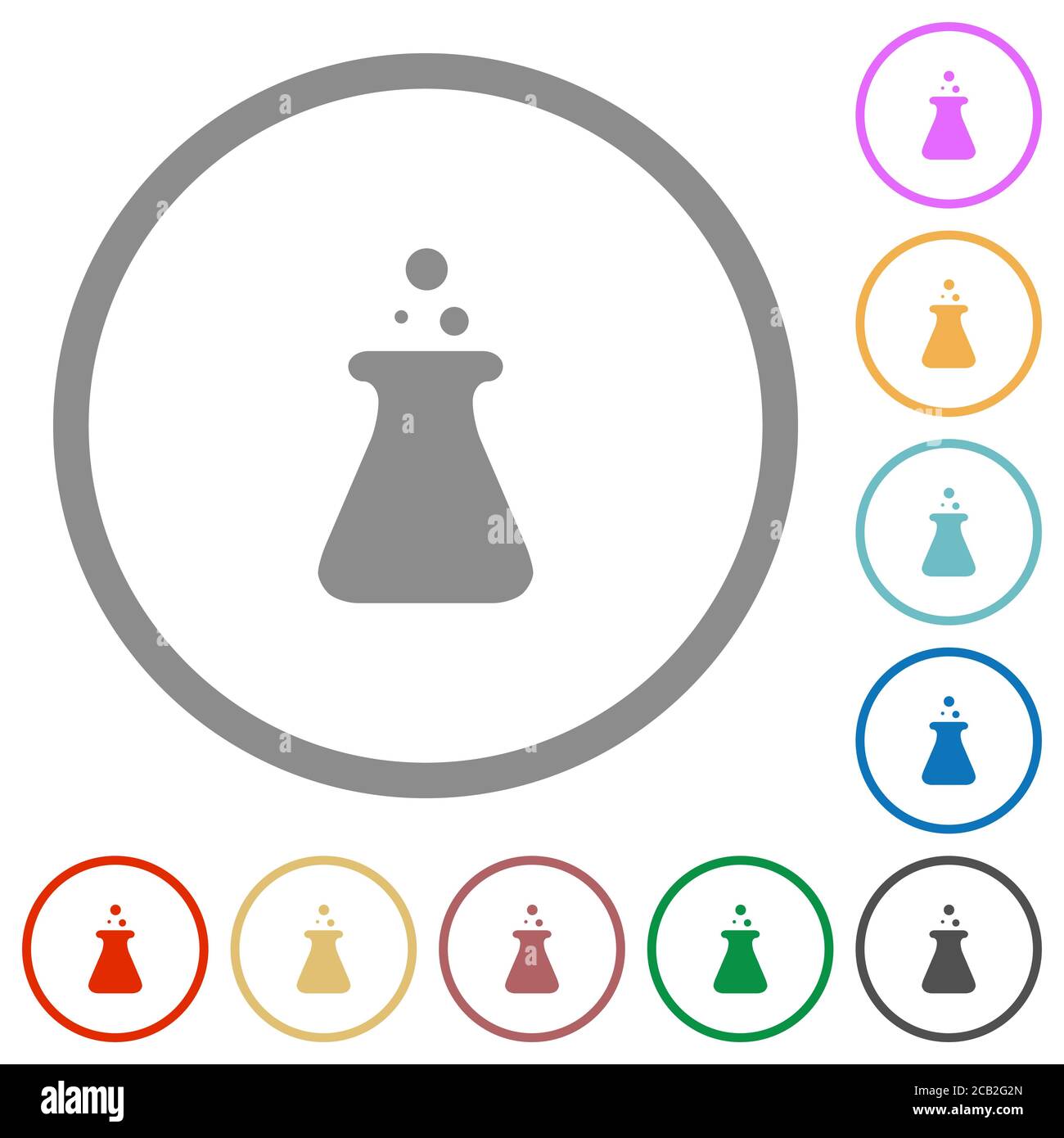 Laboratory flat color icons in round outlines on white background Stock ...