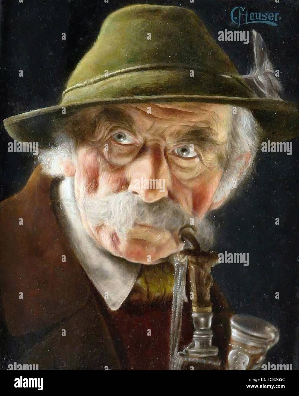 Heuser Christian - Man Smoking 2 - German School - 19th Century Stock ...