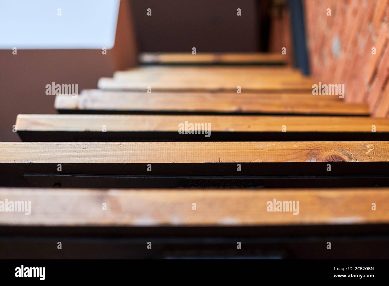 Stairs in loft apartment. Staircase without railing. Modern hipster ...