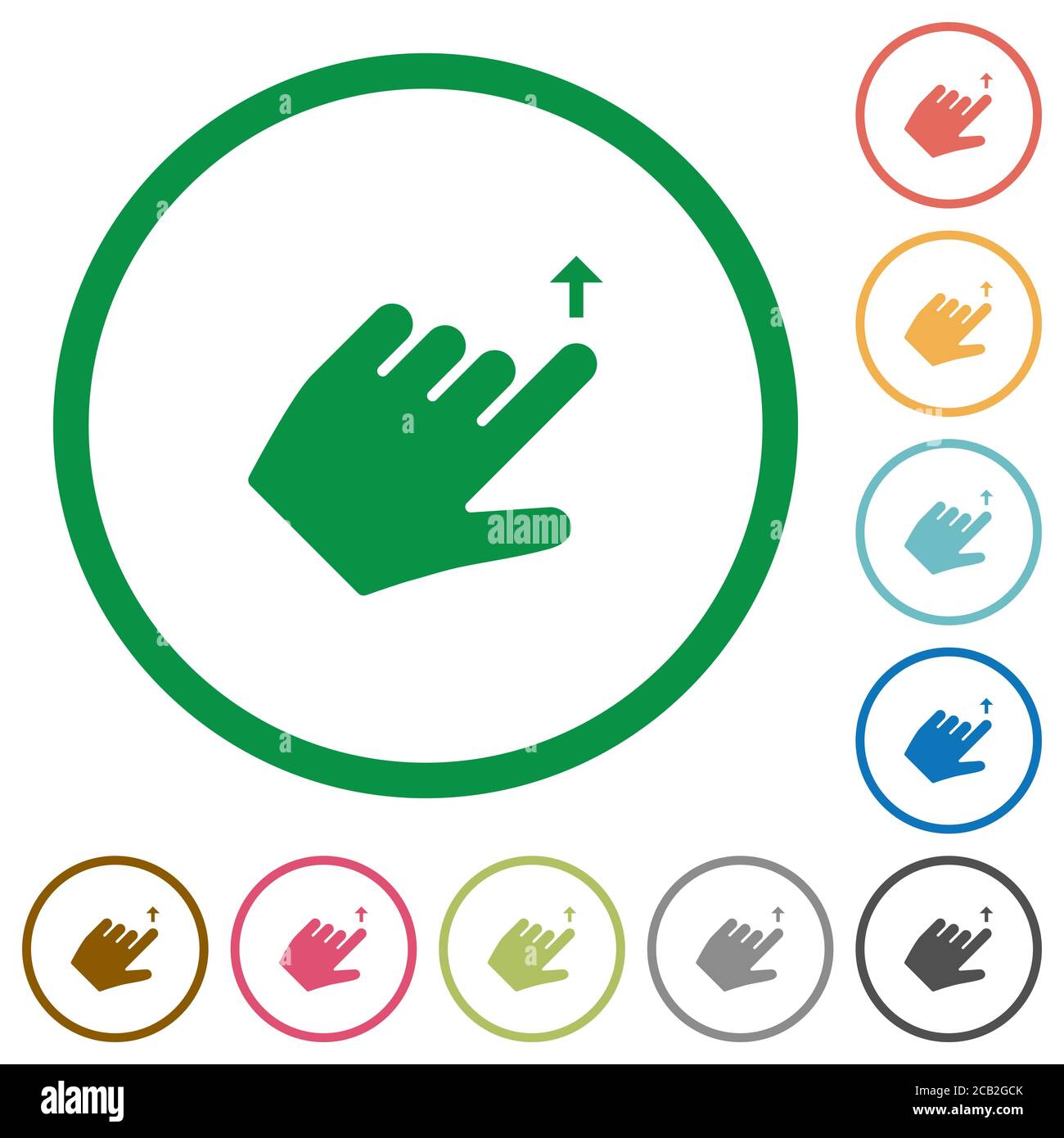 Left handed move up gesture flat color icons in round outlines on white ...