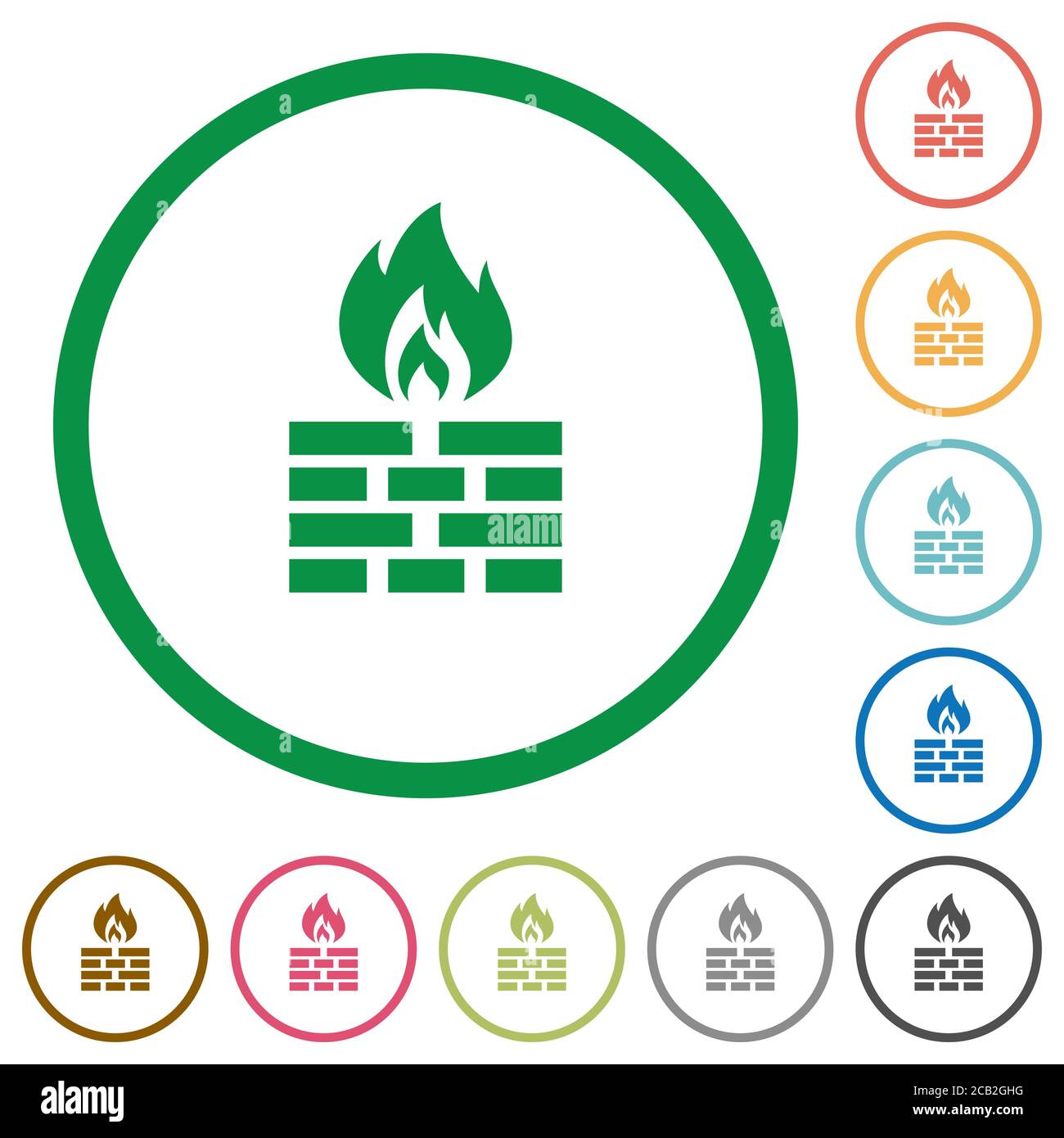 Firewall flat color icons in round outlines on white background Stock ...