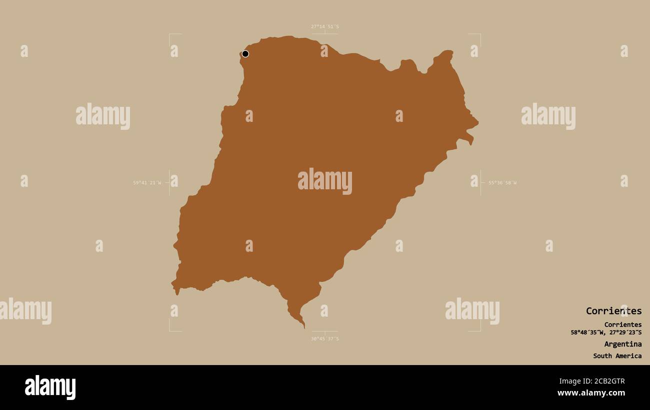 Area of Corrientes, province of Argentina, isolated on a solid ...