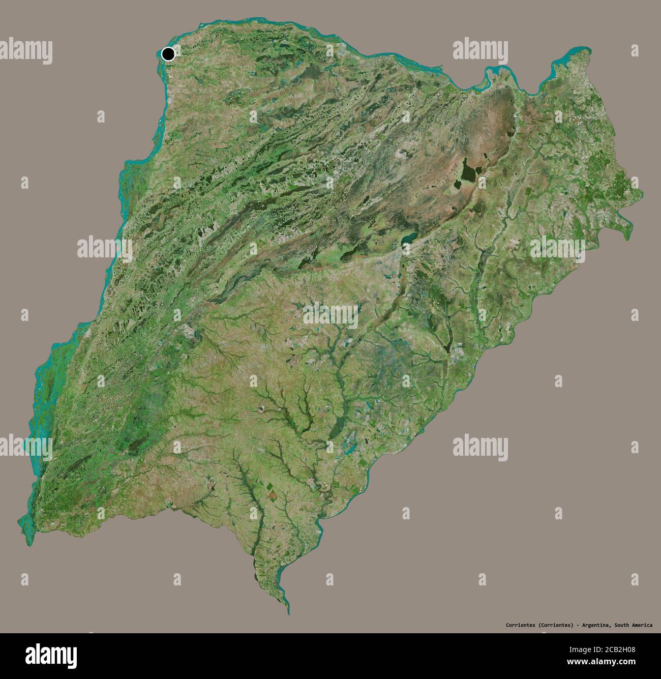 Shape of Corrientes, province of Argentina, with its capital isolated ...