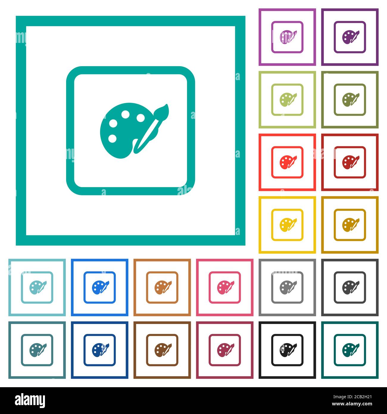 Adjust object color flat color icons with quadrant frames on white ...