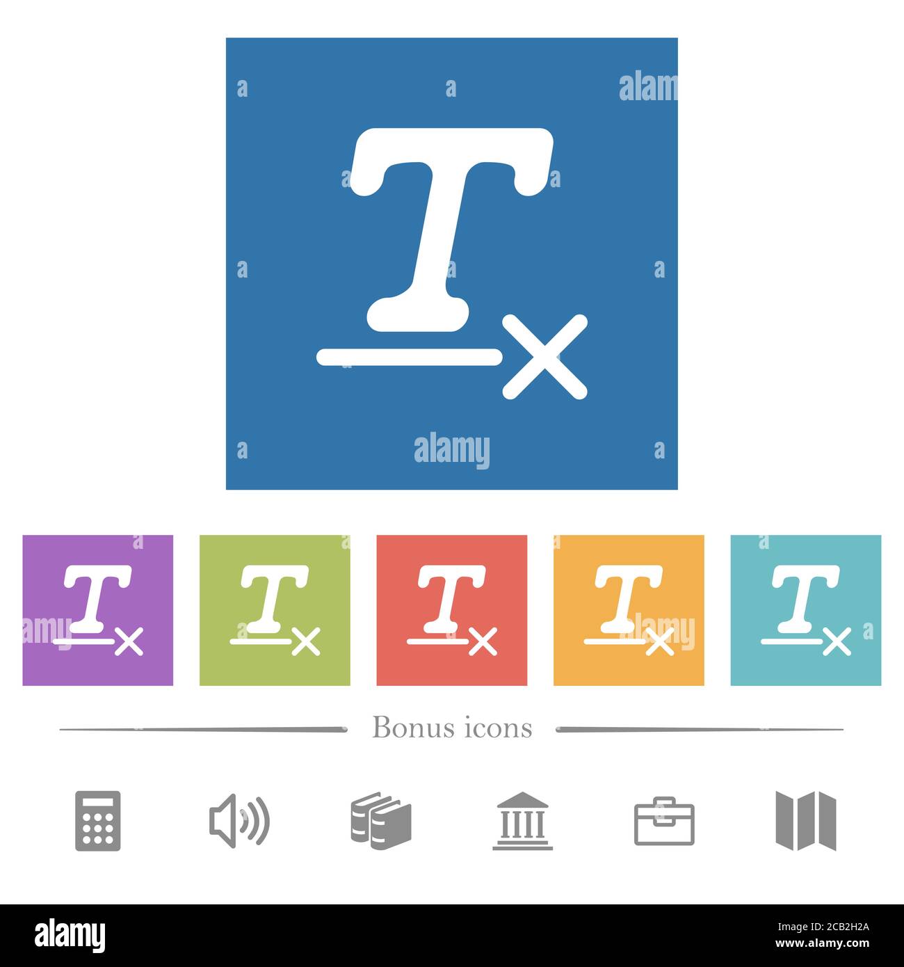 Clear text format flat white icons in square backgrounds. 6 bonus icons ...
