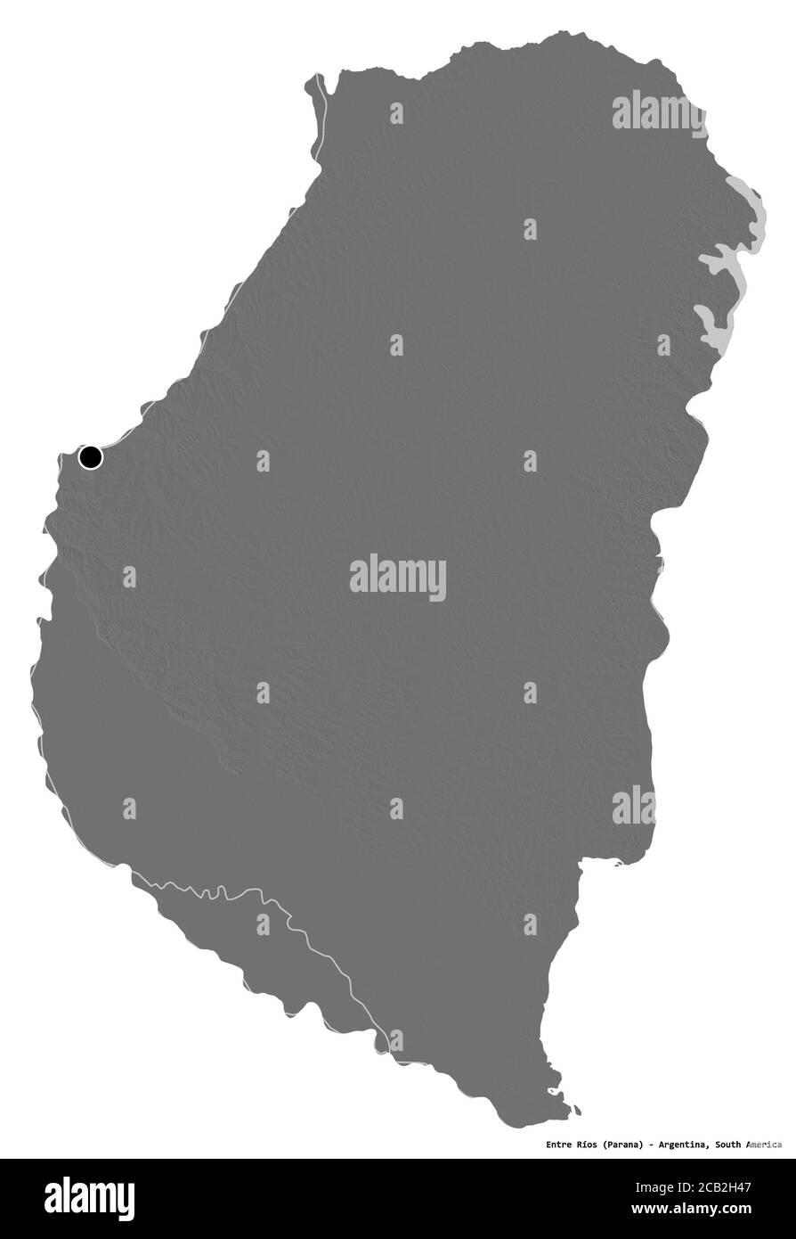 Shape of Entre Ríos, province of Argentina, with its capital isolated ...