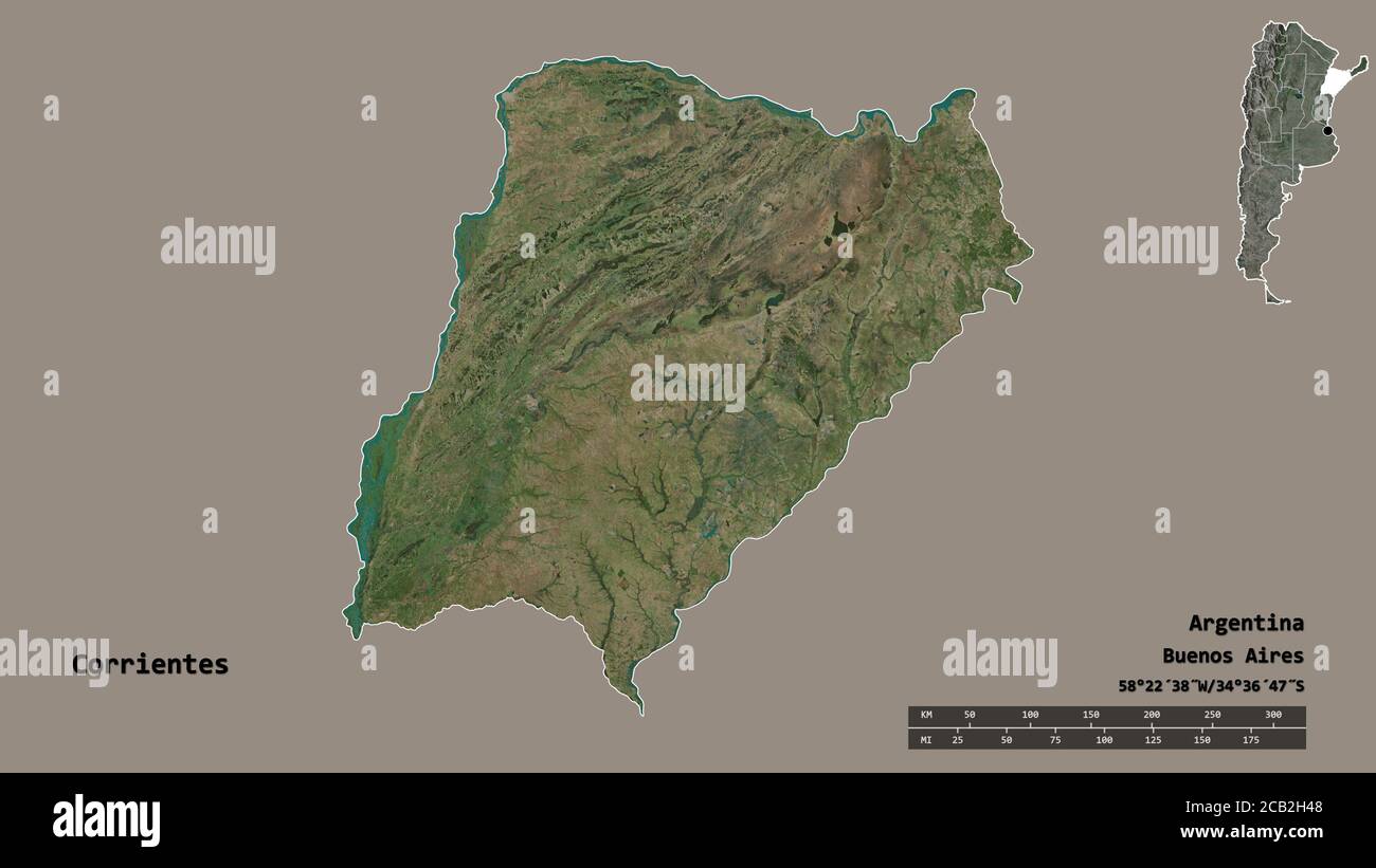 Shape of Corrientes, province of Argentina, with its capital isolated ...