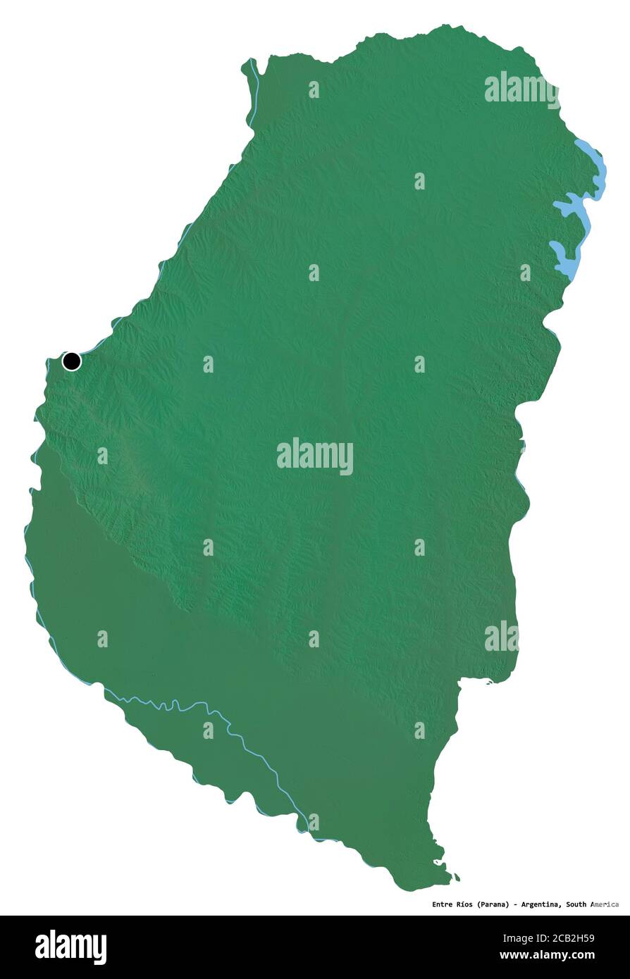 Shape of Entre Ríos, province of Argentina, with its capital isolated ...