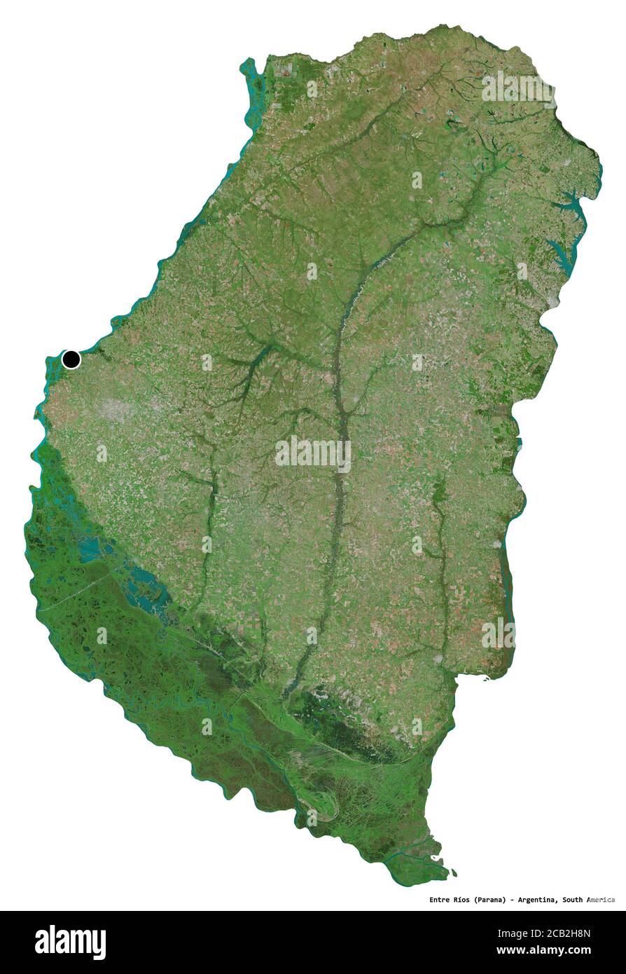 Shape of Entre Ríos, province of Argentina, with its capital isolated ...