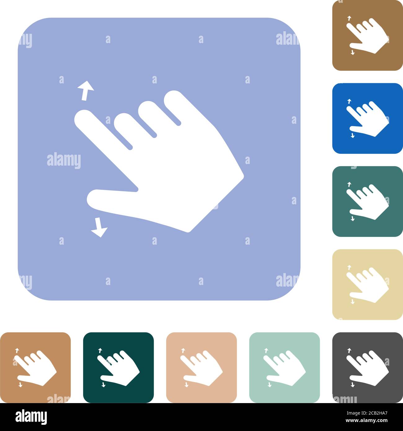 Right handed pinch open gesture white flat icons on color rounded ...
