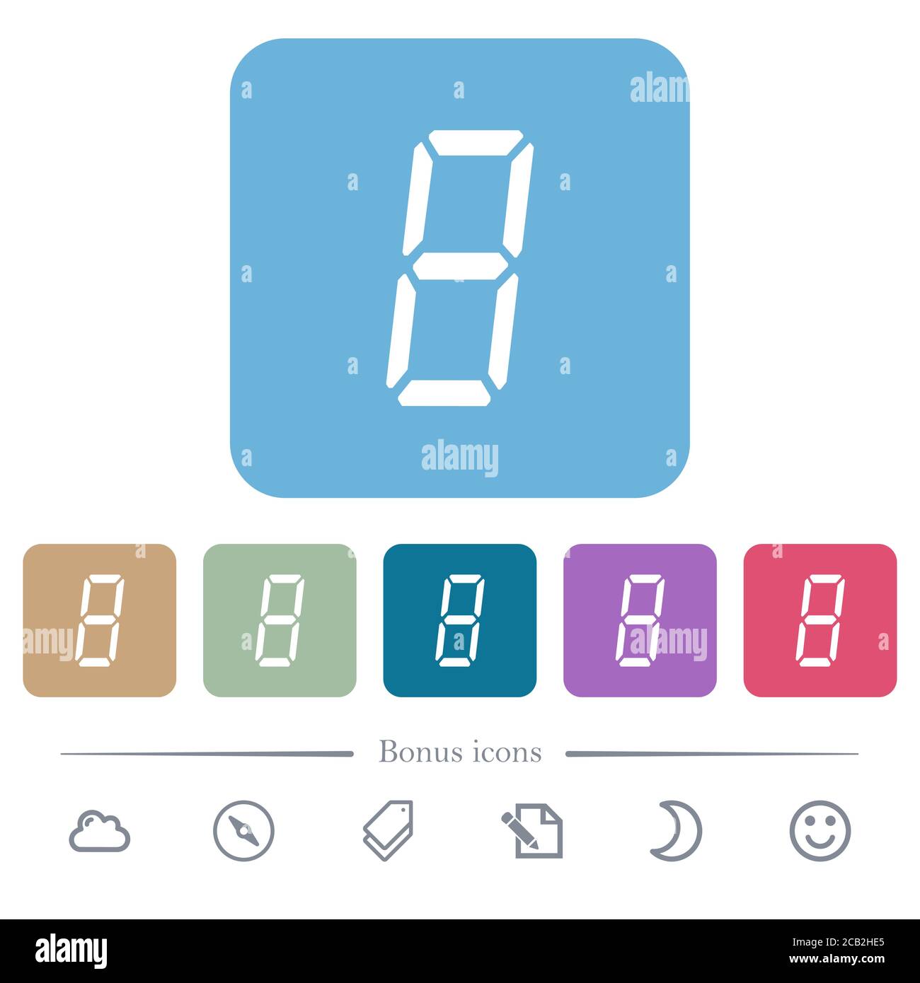 digital number eight of seven segment type white flat icons on color ...
