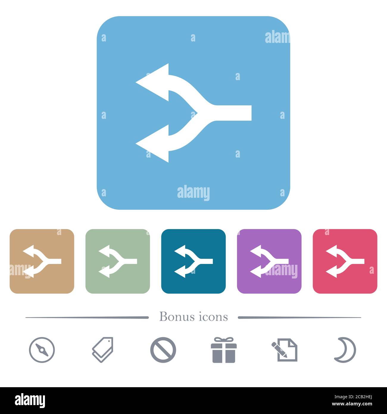 Split arrows left white flat icons on color rounded square backgrounds ...