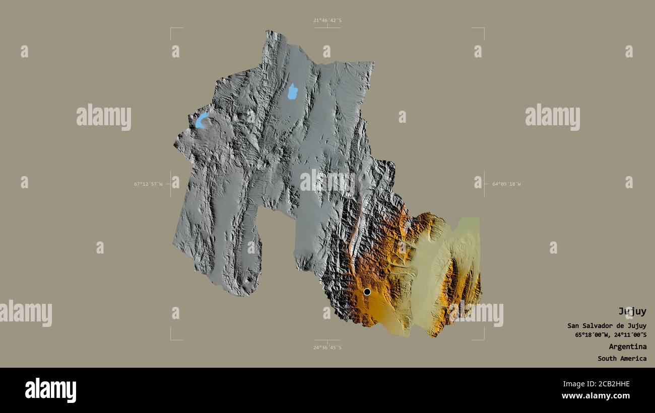 Area of Jujuy, province of Argentina, isolated on a solid background in ...