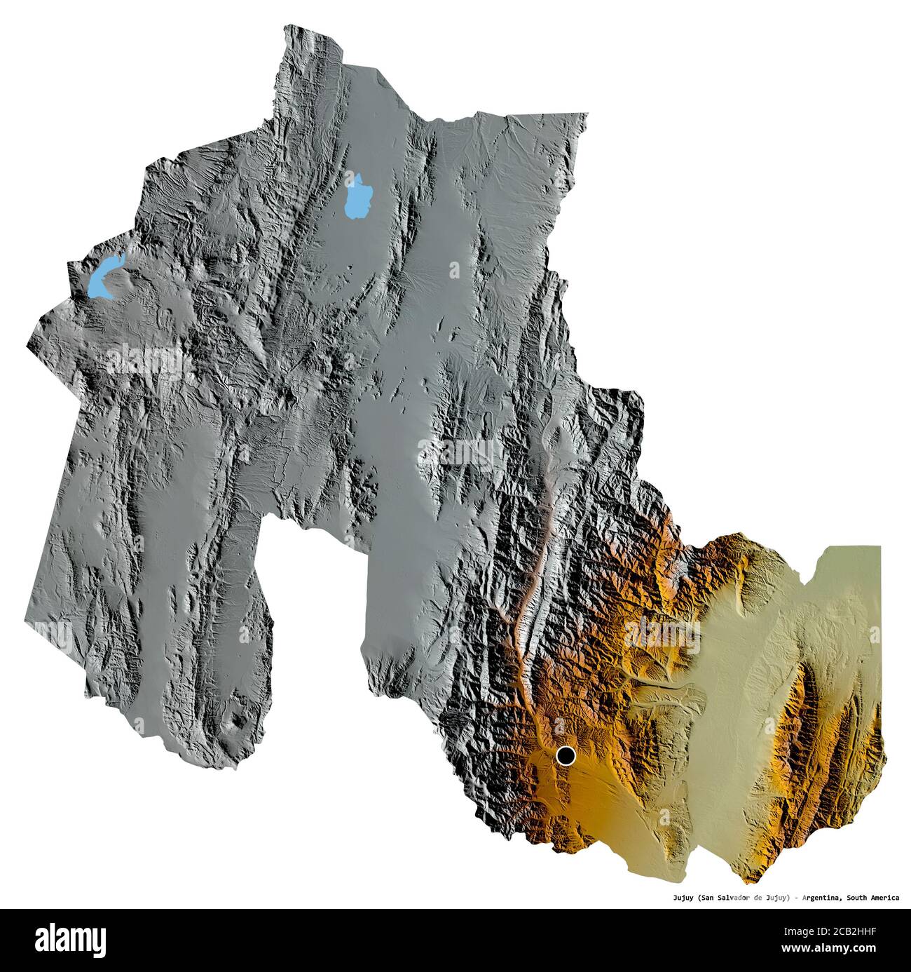 Shape of Jujuy, province of Argentina, with its capital isolated on ...
