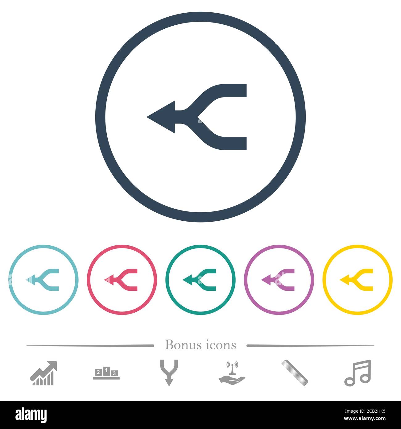 Merge arrows left flat color icons in round outlines. 6 bonus icons ...
