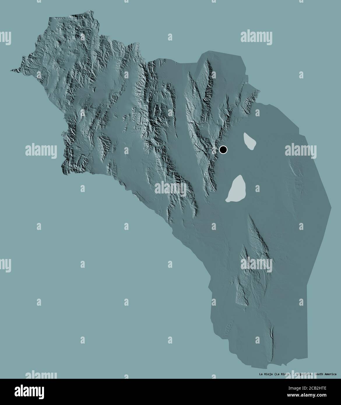 Shape of La Rioja, province of Argentina, with its capital isolated on ...