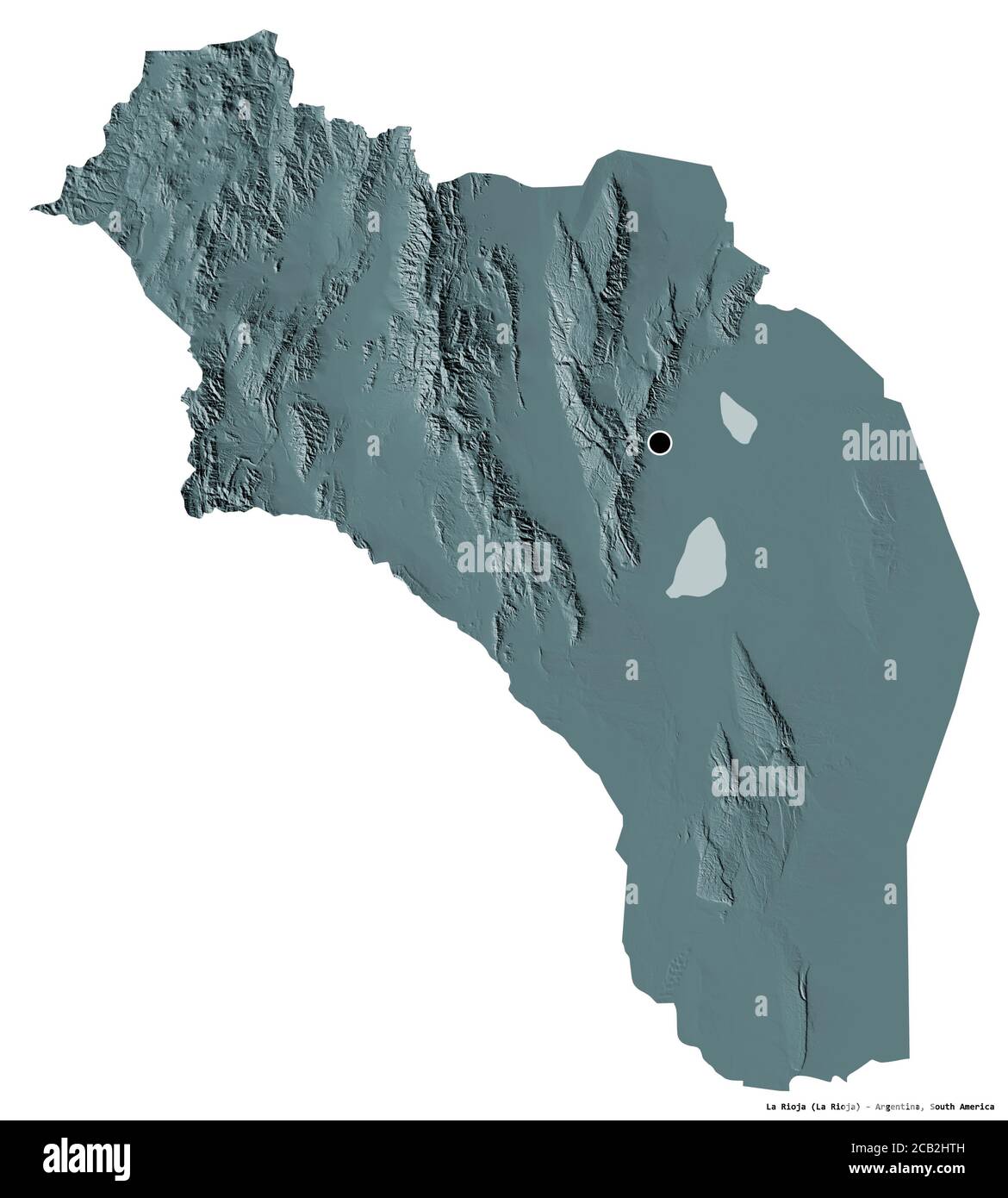 Shape of La Rioja, province of Argentina, with its capital isolated on ...