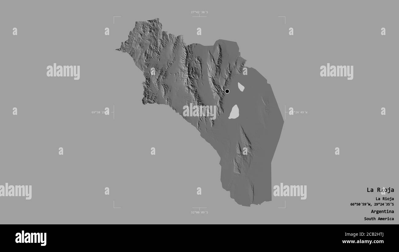Area of La Rioja, province of Argentina, isolated on a solid background ...