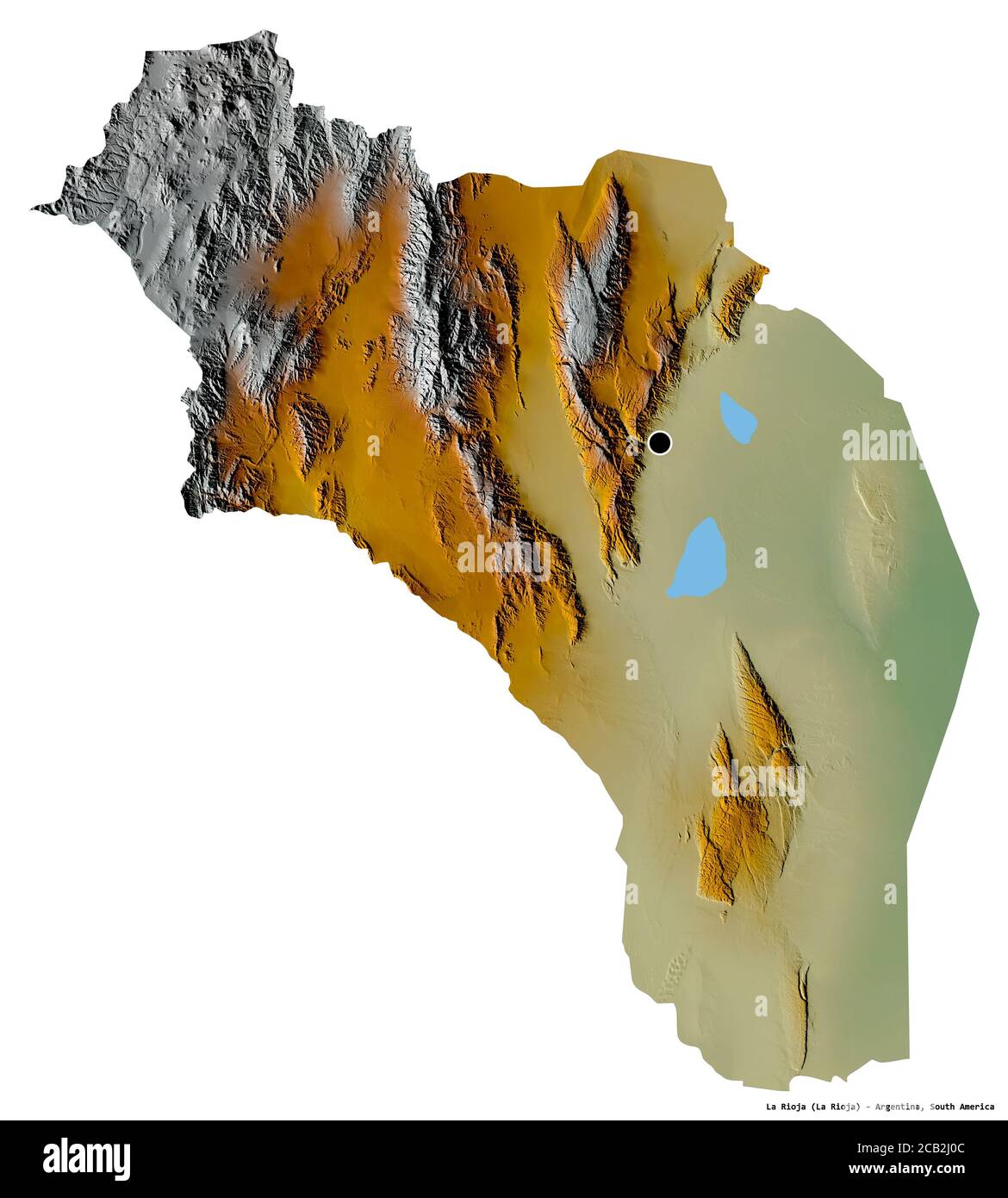 Shape of La Rioja, province of Argentina, with its capital isolated on ...