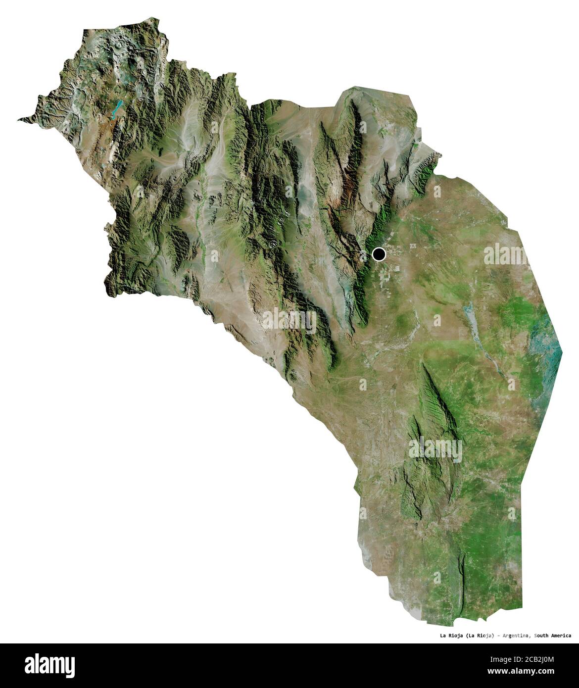 Shape of La Rioja, province of Argentina, with its capital isolated on ...