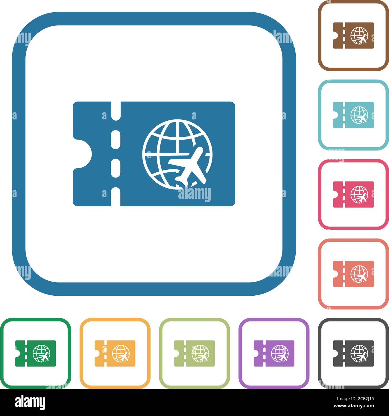 World travel discount coupon simple icons in color rounded square ...