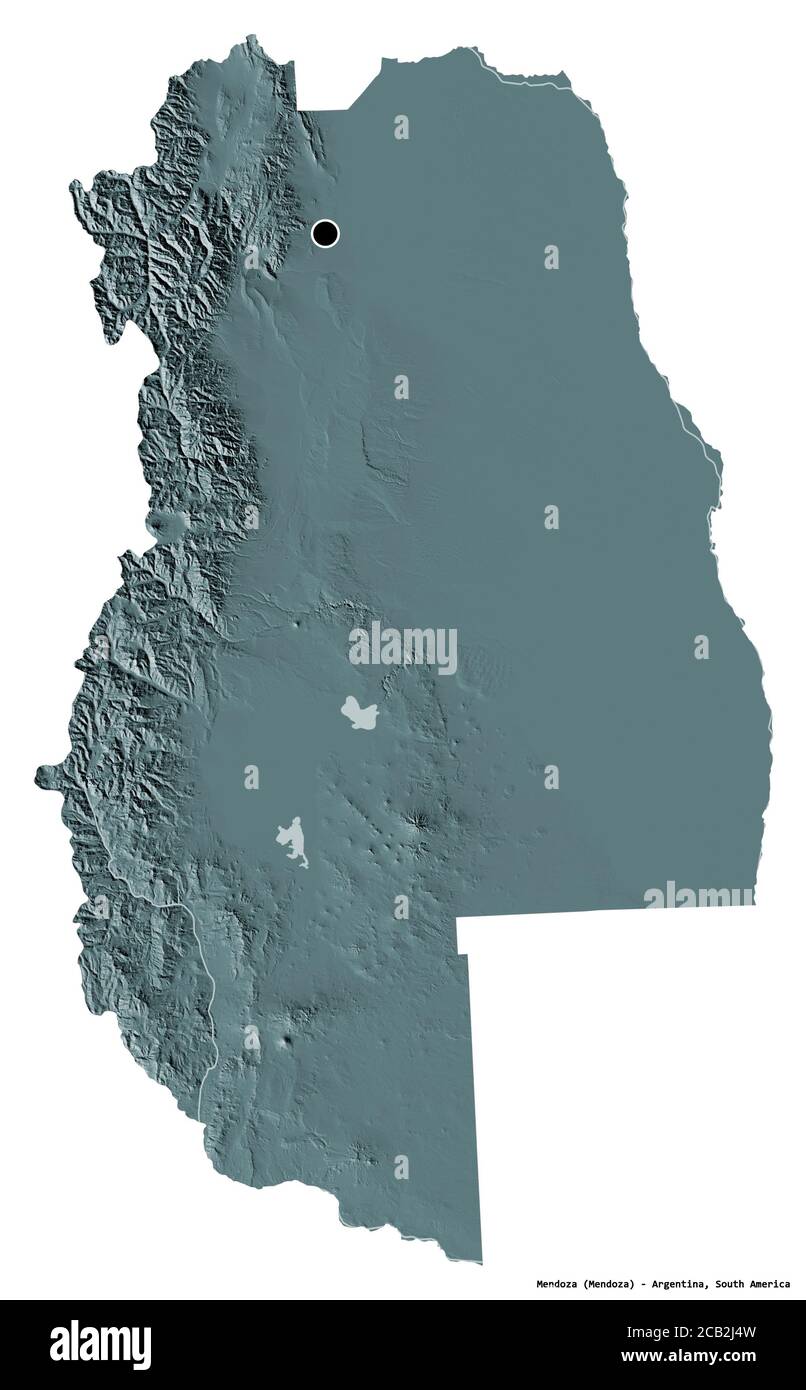 Shape of Mendoza, province of Argentina, with its capital isolated on ...