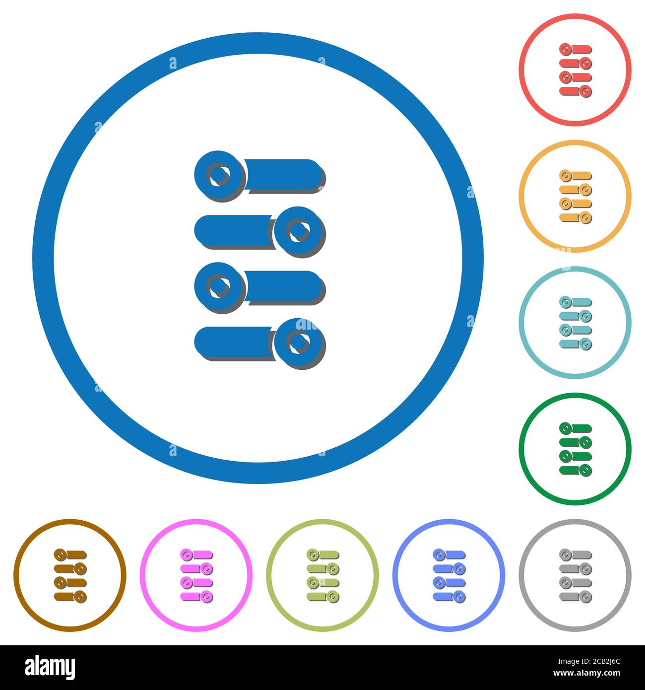 Fine tune flat color vector icons with shadows in round outlines on ...