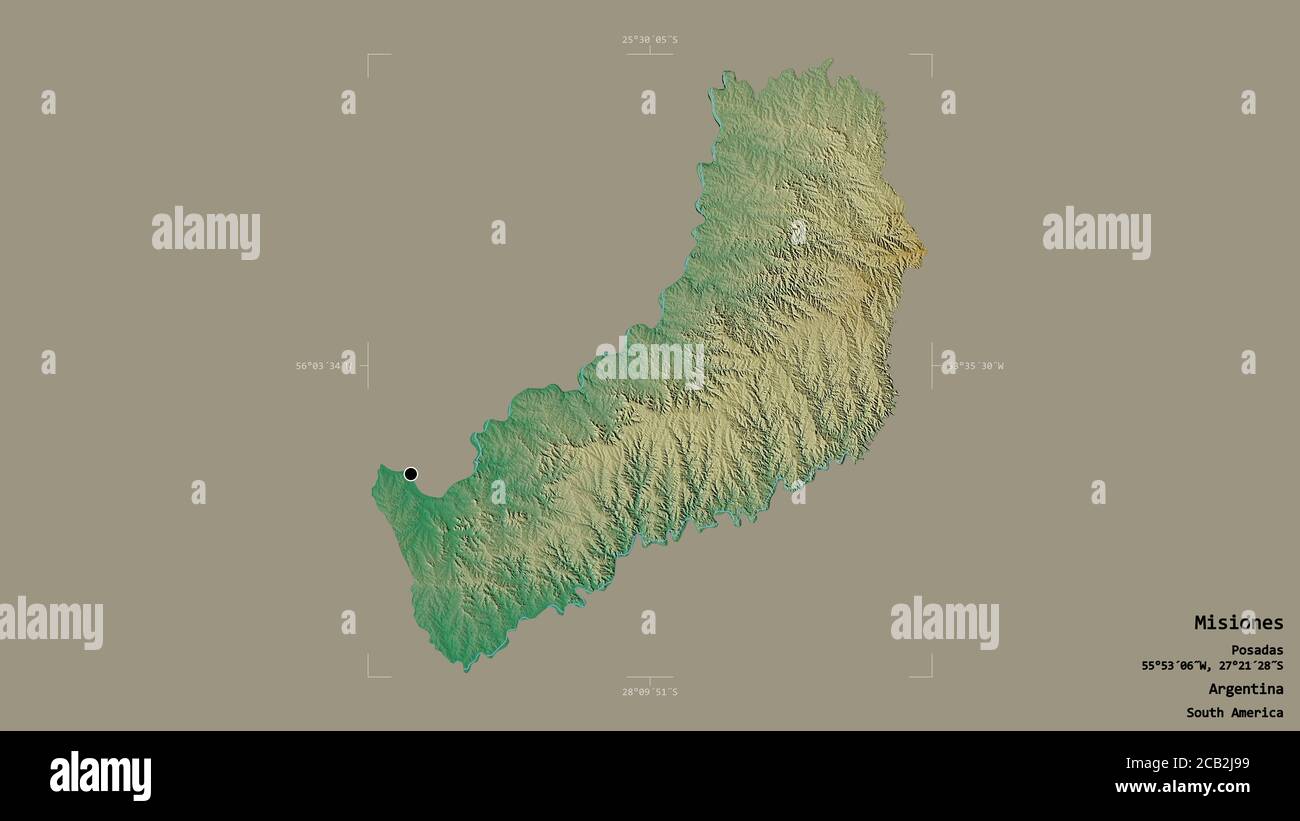 Area of Misiones, province of Argentina, isolated on a solid background ...