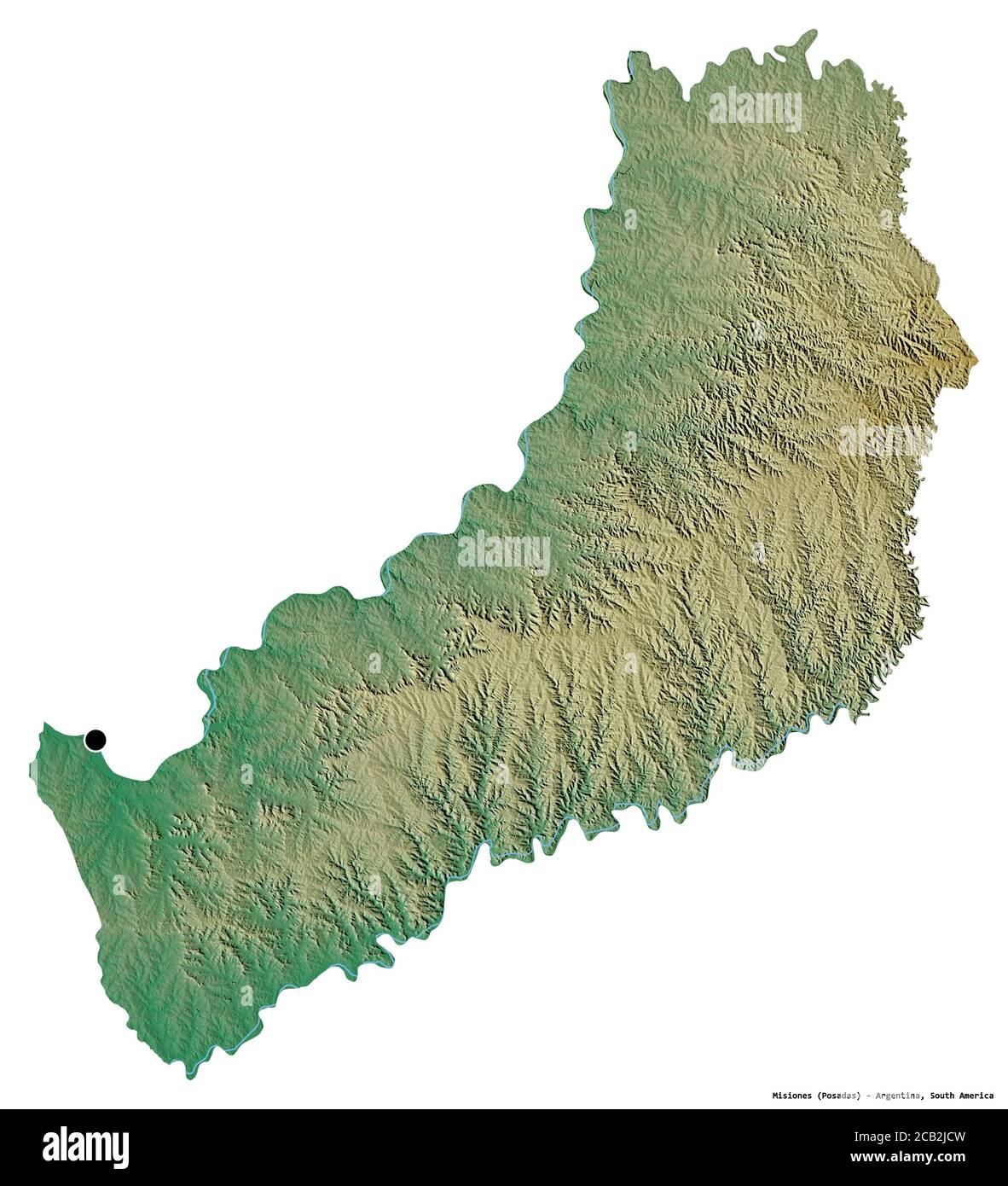 Shape of Misiones, province of Argentina, with its capital isolated on ...