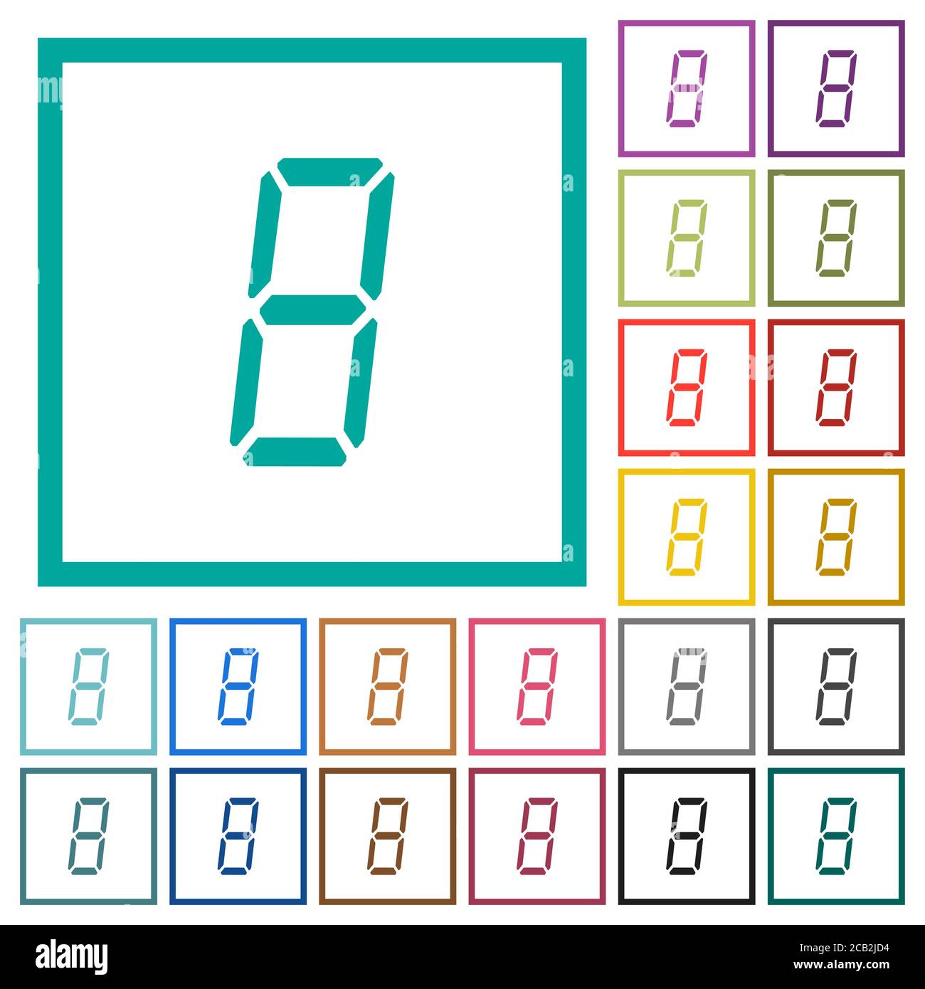 digital number eight of seven segment type flat color icons with ...