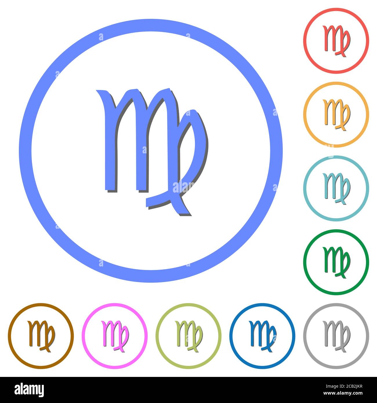 virgo zodiac symbol flat color vector icons with shadows in round ...