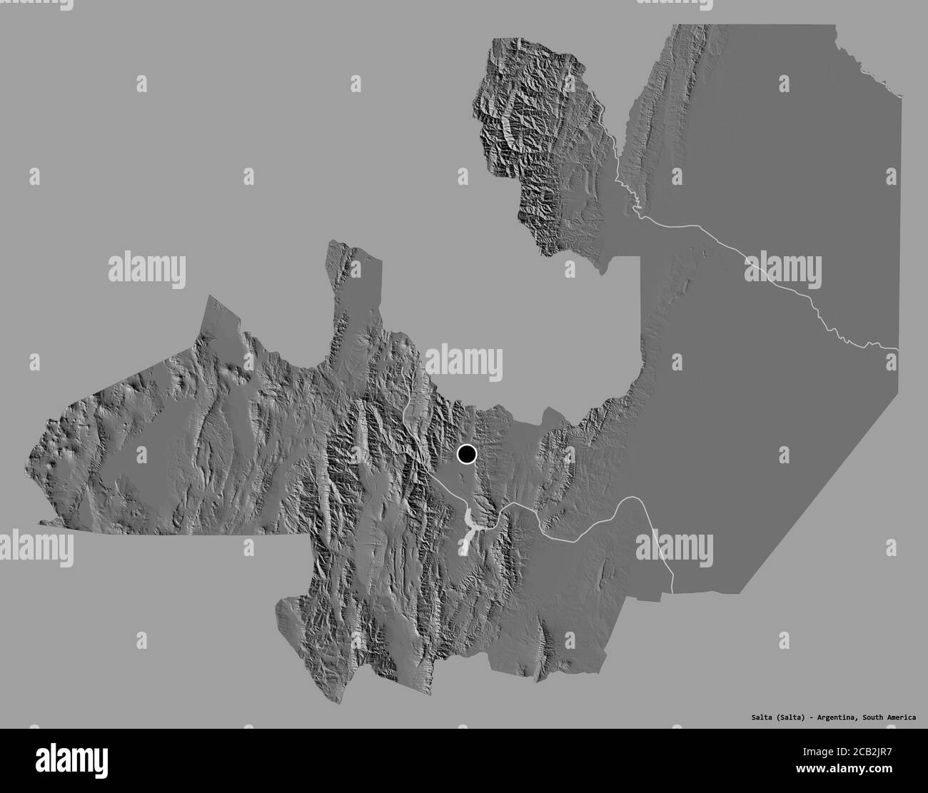 Shape of Salta, province of Argentina, with its capital isolated on a ...