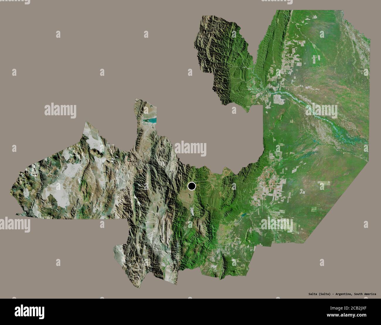 Shape of Salta, province of Argentina, with its capital isolated on a ...