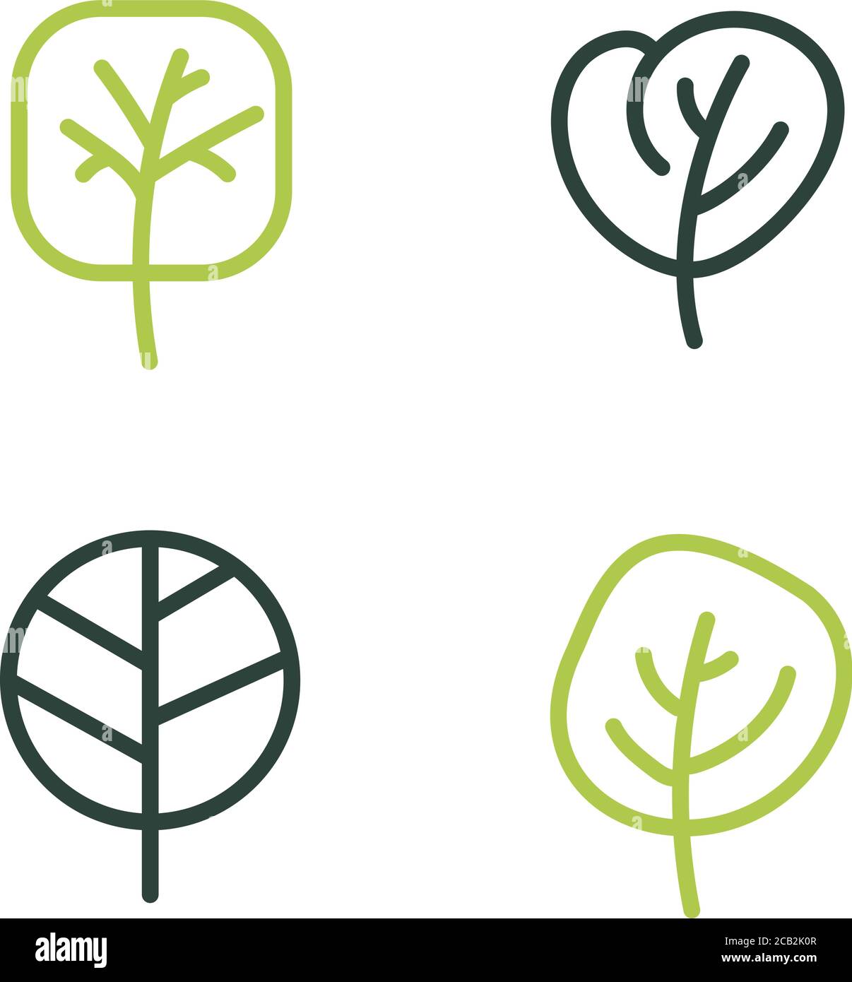 Set of simple doodle logo Tree Line Icon. Stylized monoline ...