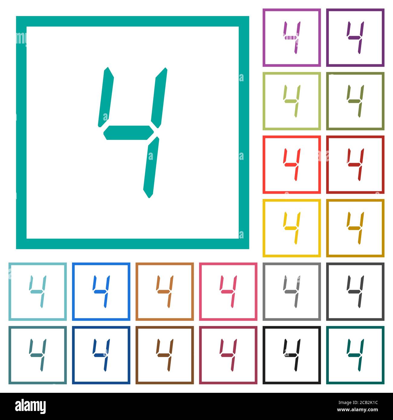 digital number four of seven segment type flat color icons with ...