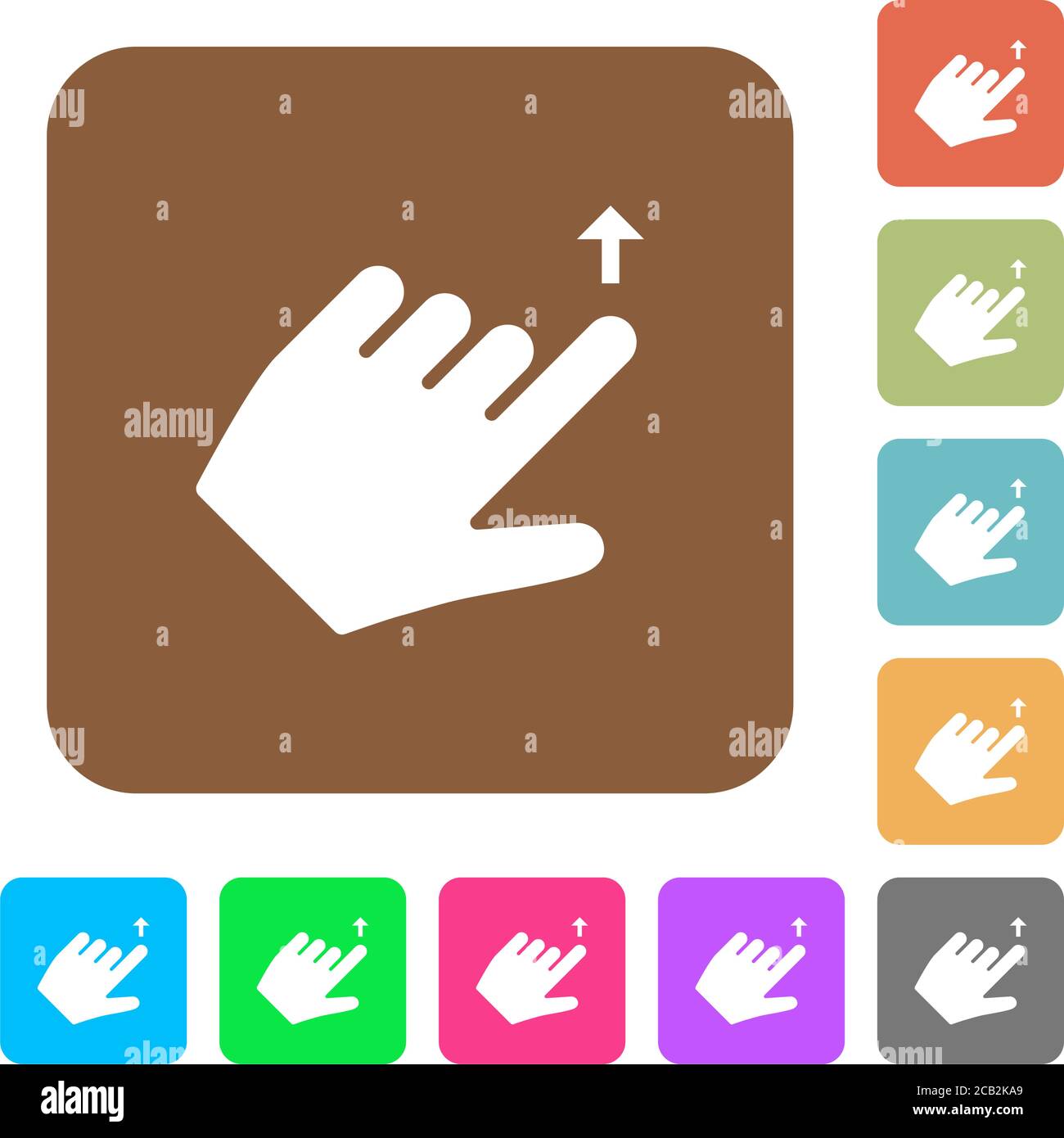 Left handed move up gesture flat icons on rounded square vivid color ...
