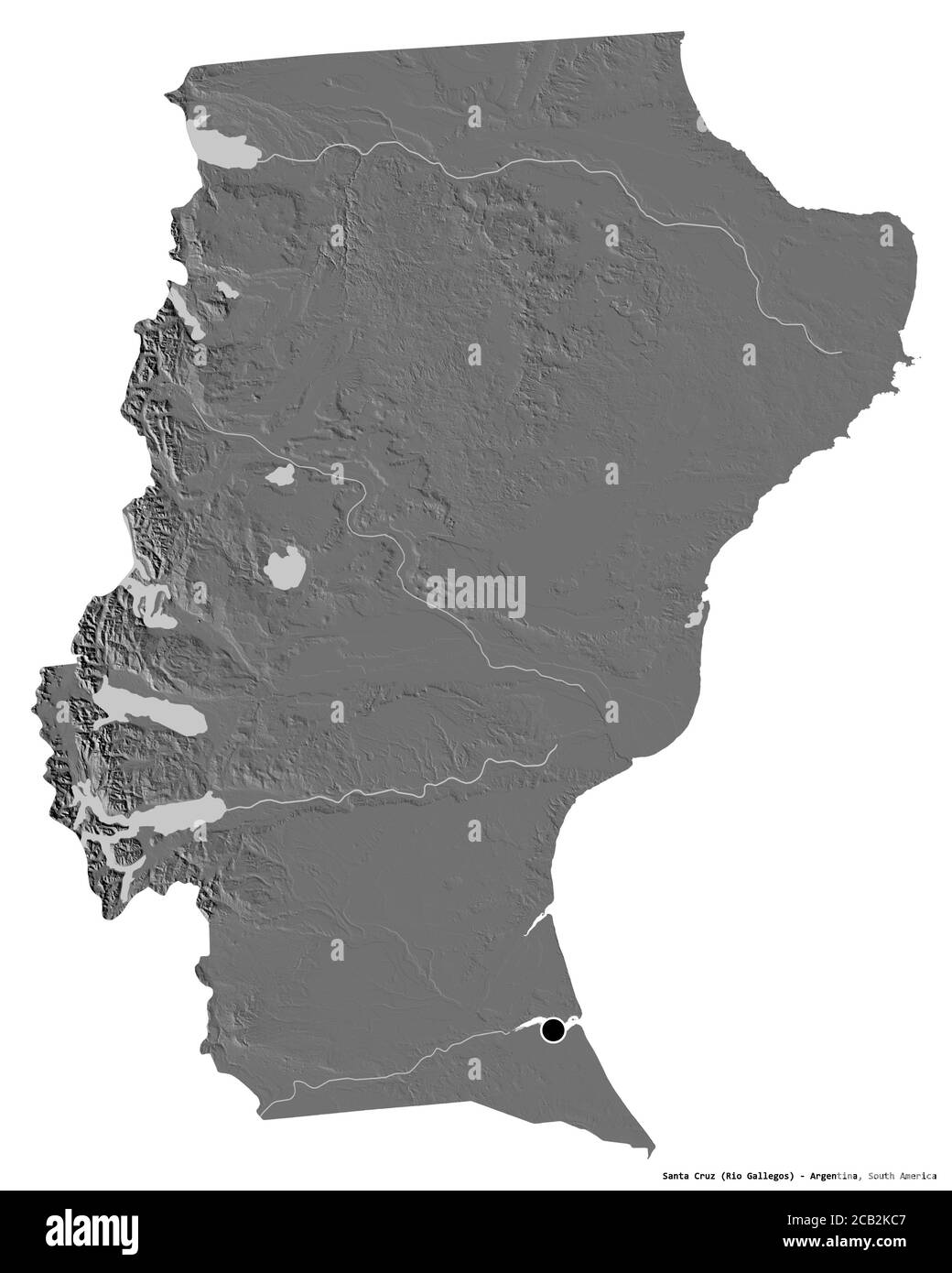Shape of Santa Cruz, province of Argentina, with its capital isolated ...
