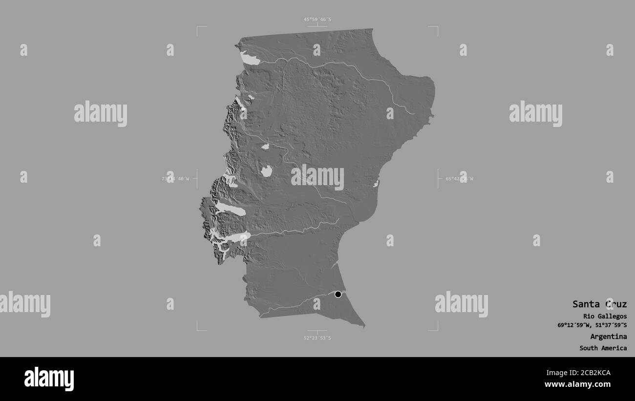Area of Santa Cruz, province of Argentina, isolated on a solid ...