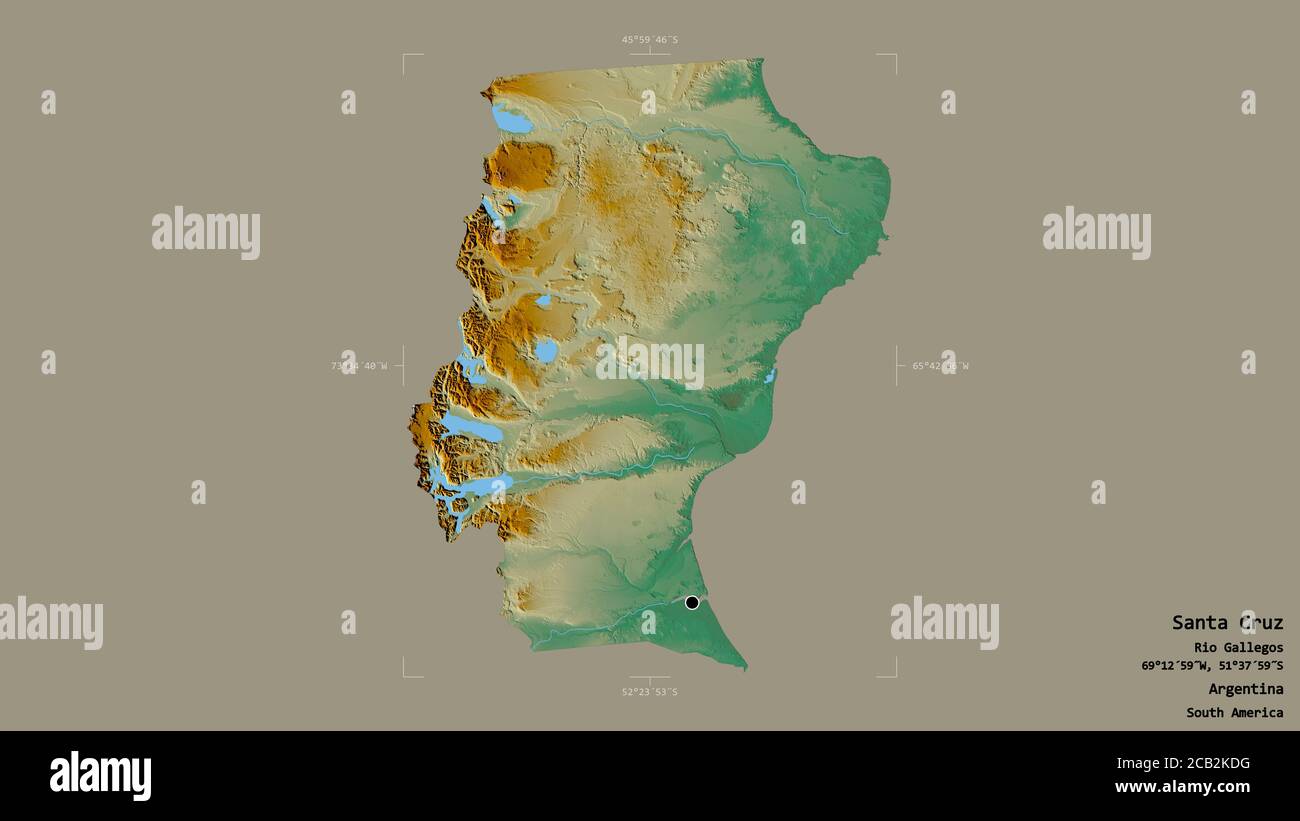 Area of Santa Cruz, province of Argentina, isolated on a solid ...