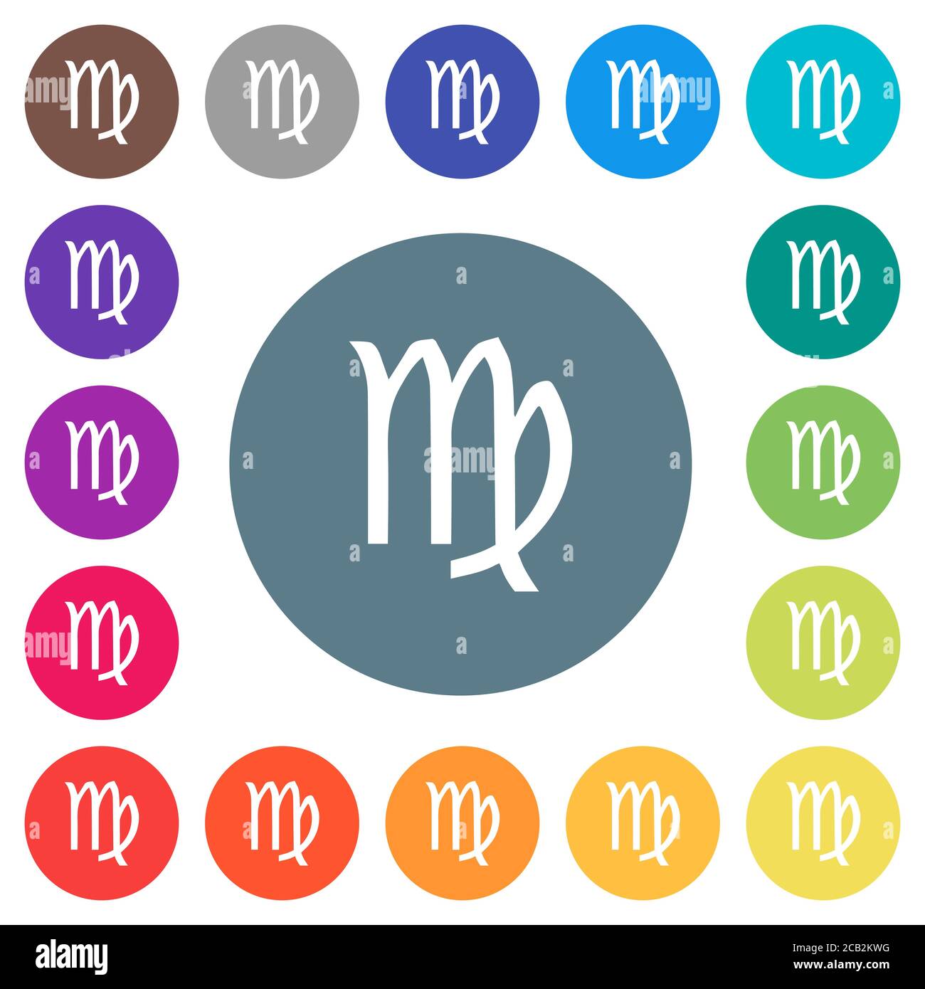 virgo zodiac symbol flat white icons on round color backgrounds. 17 ...