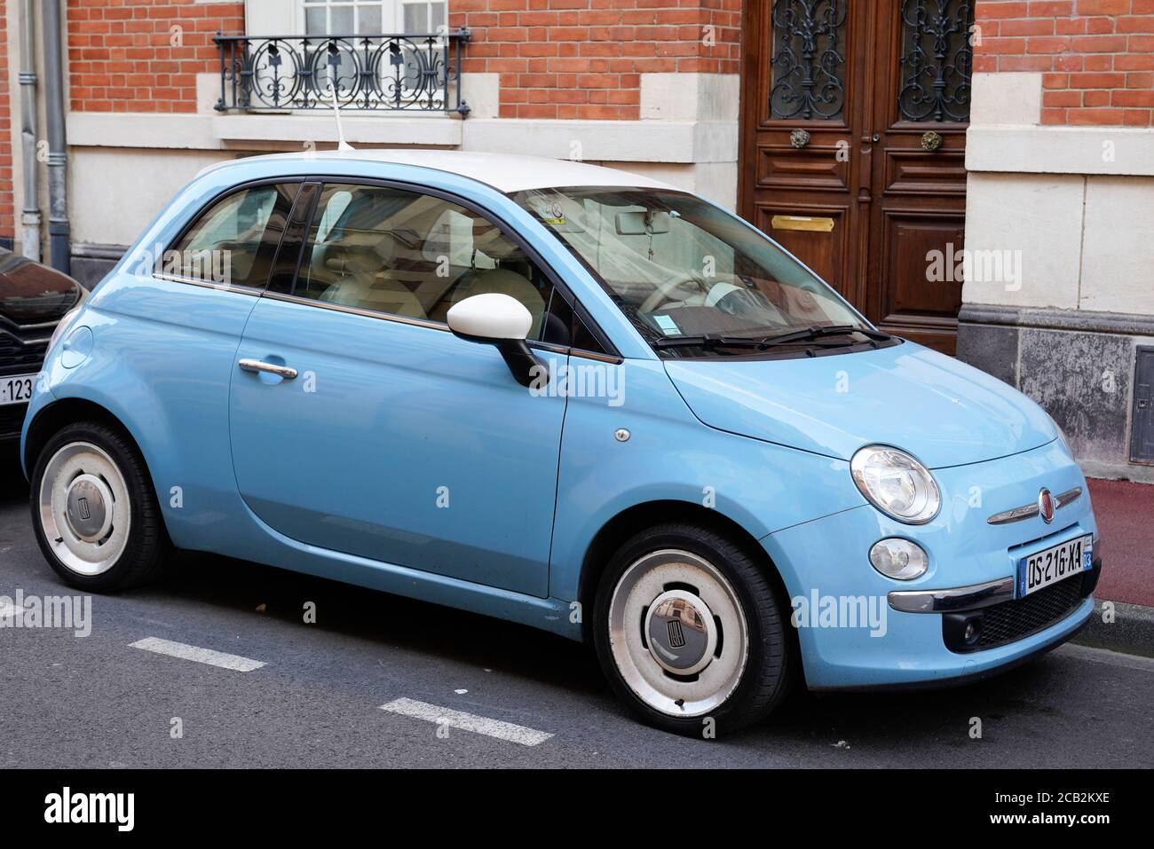 Bordeaux , Aquitaine / France - 08 04 2020 : fiat 500 blue limited vintage color parked in the ...