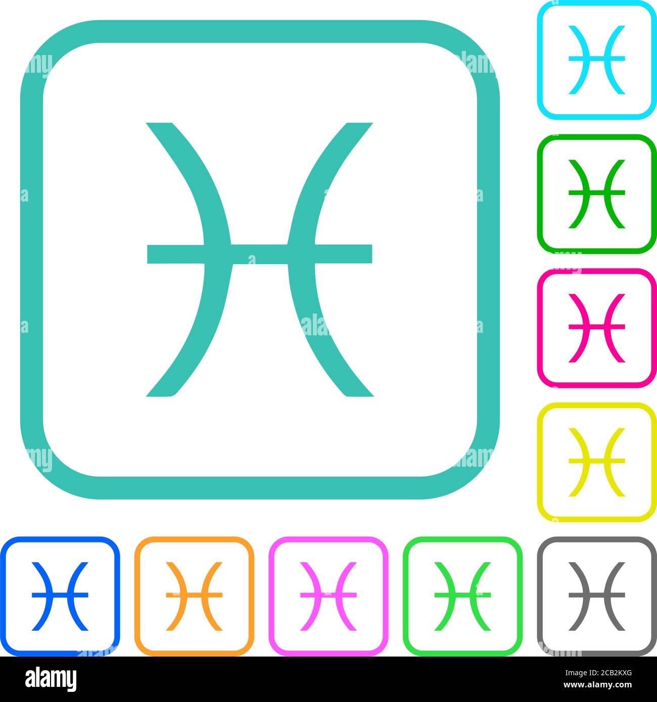 Pisces zodiac symbol vivid colored flat icons in curved borders on ...