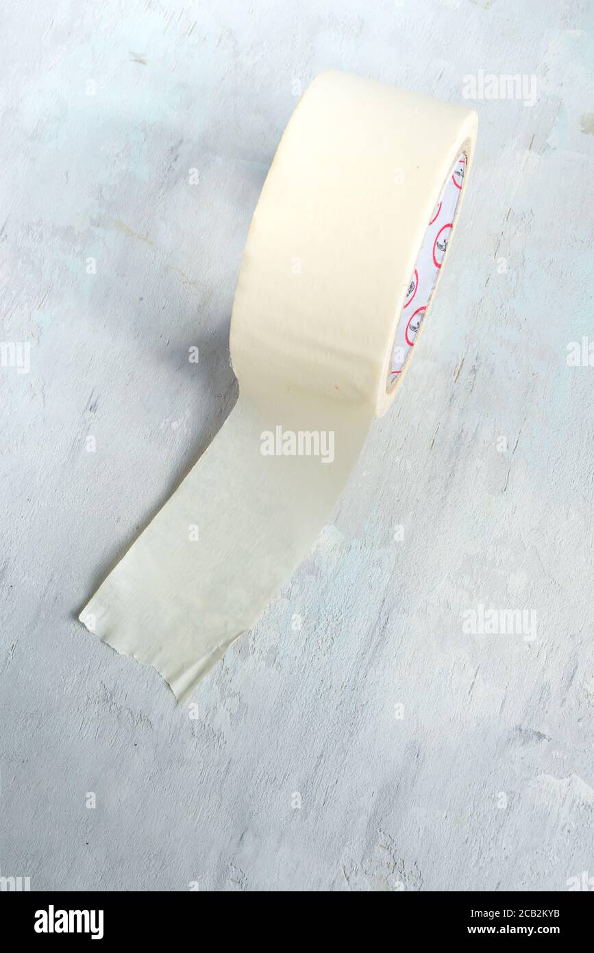 Paper duct tape roll on a marble background Stock Photo - Alamy