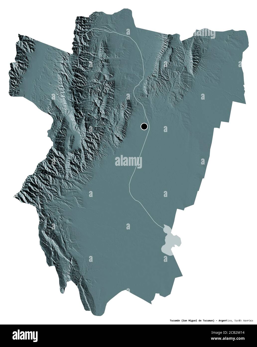 Shape of Tucumán, province of Argentina, with its capital isolated on ...